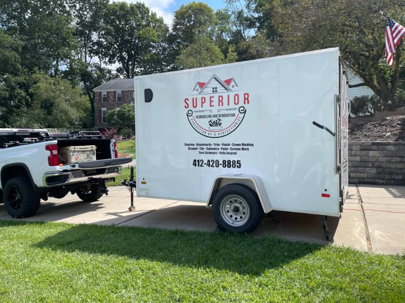 Construction trailer Lettering from David F, PA - CustomVinylLettering.net